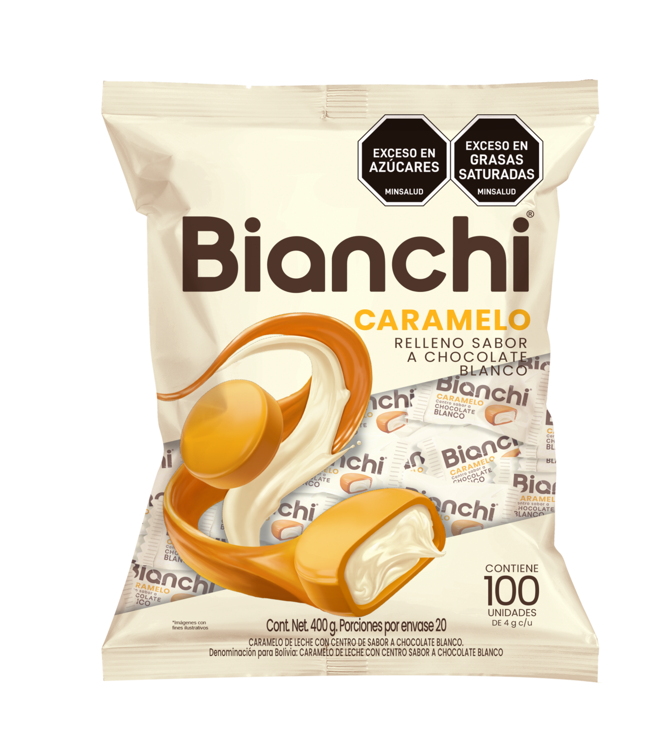 Bianchi caramelo chocolate blanco X 100 Unid - Multidulces