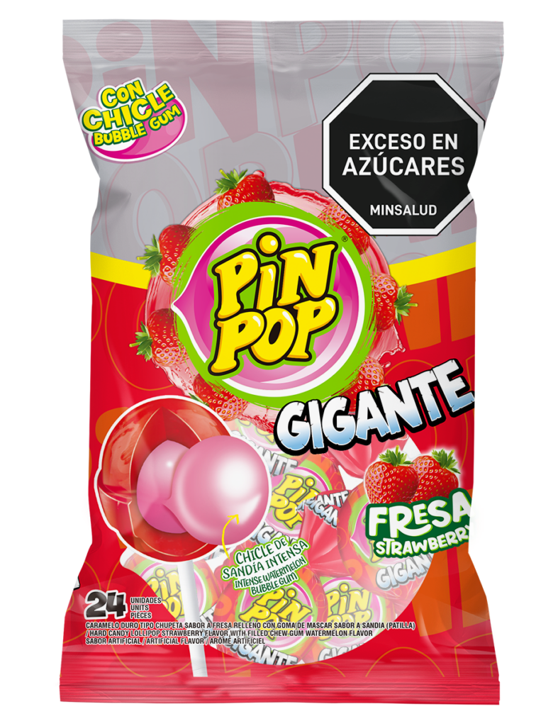 Pin Pop Gigante Fresa X 24 Unid - Multidulces